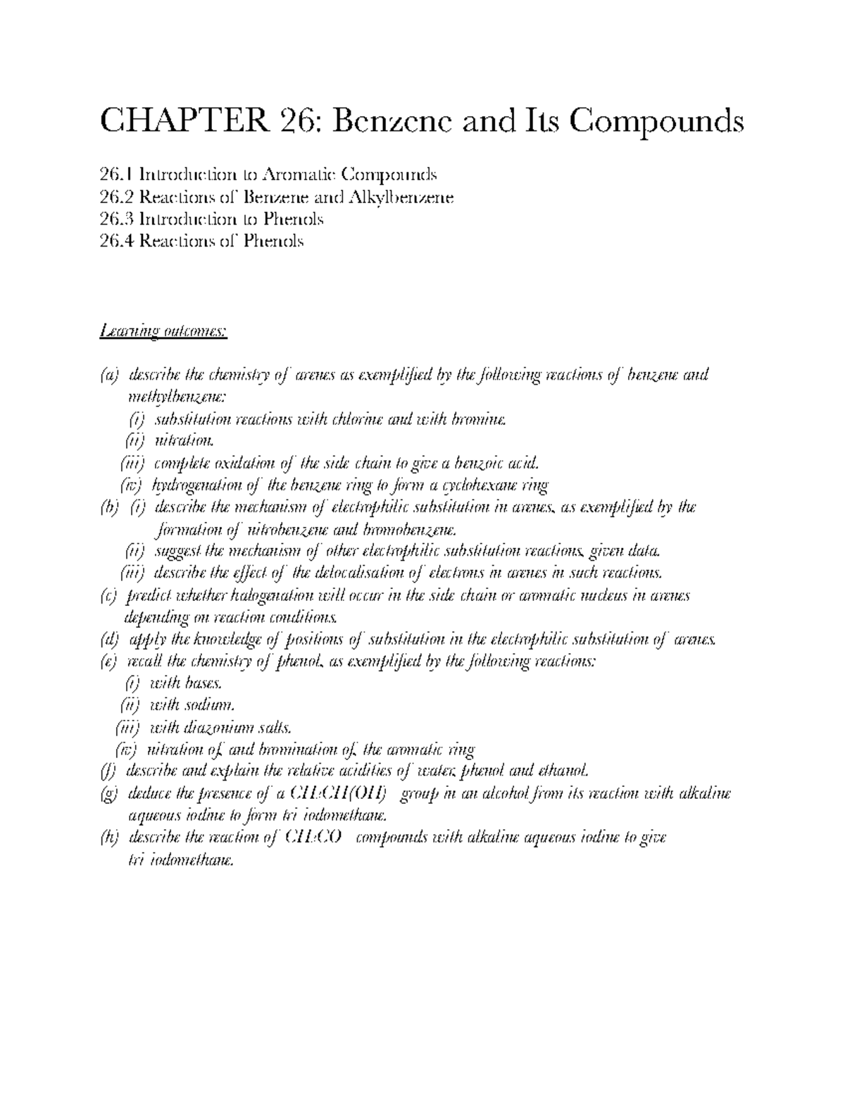 Chapter 26: Benzene and Its Compounds - Reactions and Properties - Studocu