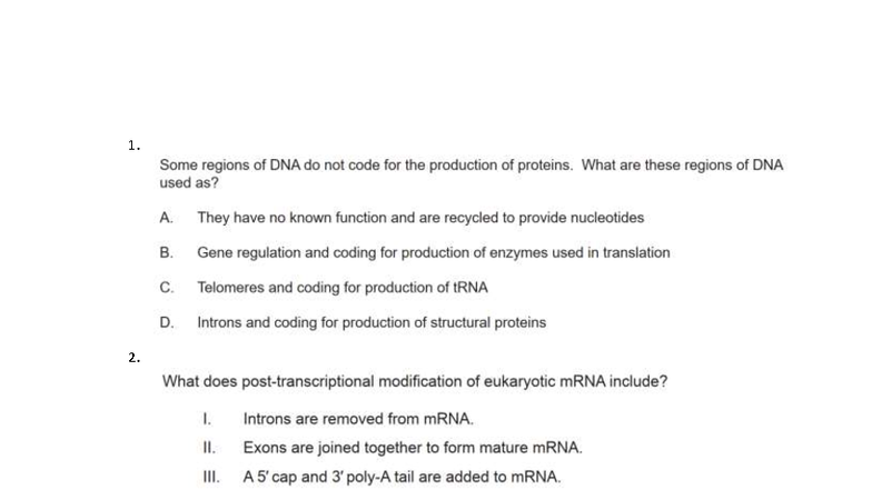 Transcription Worksheet for Eukaryotic RNA (Bio 101) - Studocu