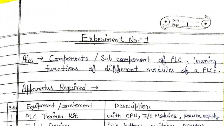 PLC SCADA Practical - Experiment Notes and Module Functions - Studocu