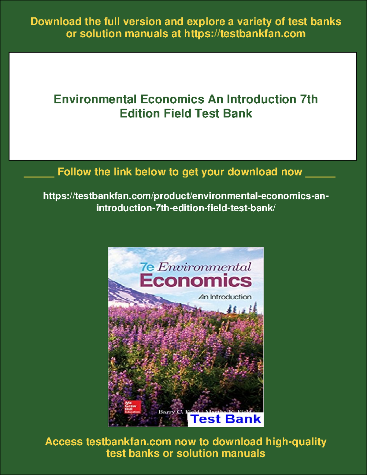 13785 - Environmental economics an introduction 7th edition field ...