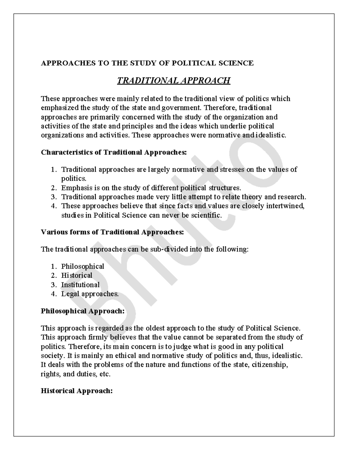 Approaches to the Study of Political Science: A Comprehensive Overview ...