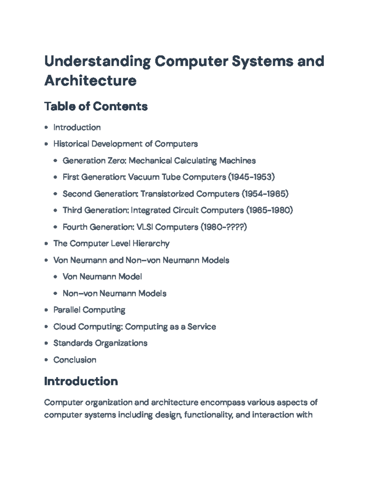 Understanding Computer Systems & Architecture: From History to Cloud Comp. - Studocu