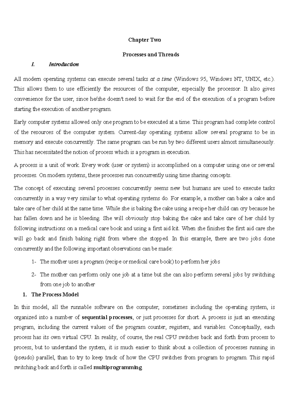Ch 2 - OS Processes & Threads - Comprehensive Handout - Studocu