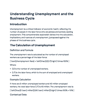 Understanding the Business Cycle and Unemployment Dynamics ...