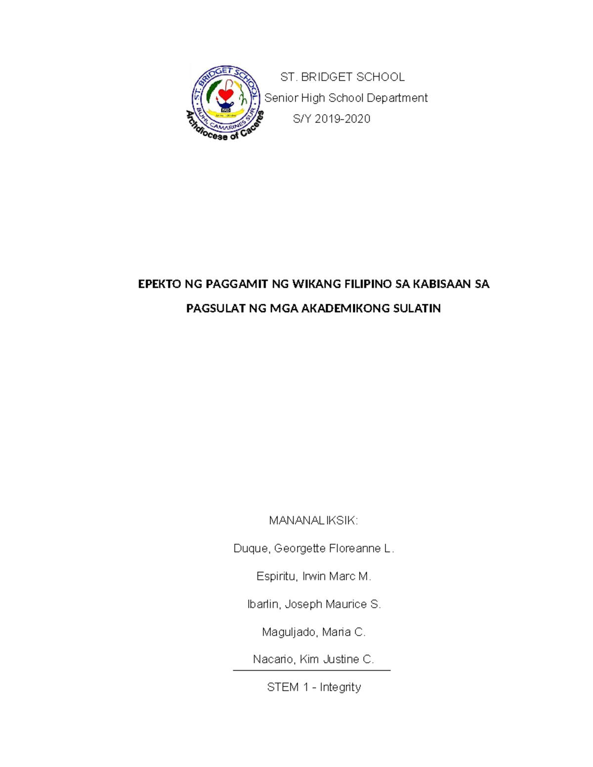 Epekto ng Paggamit ng Wikang Filipino sa Kabisaan ng Pagsulat ng ...