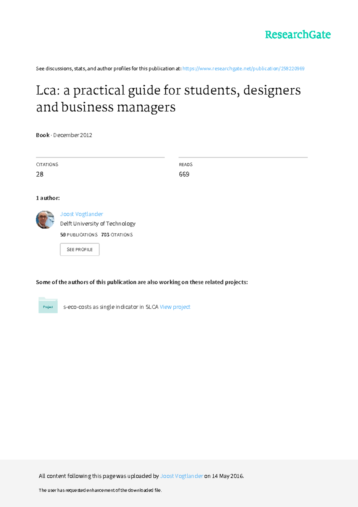 LCA Practical Guide for Students, Designers & Managers (Ch. 1, 2, 5 ...