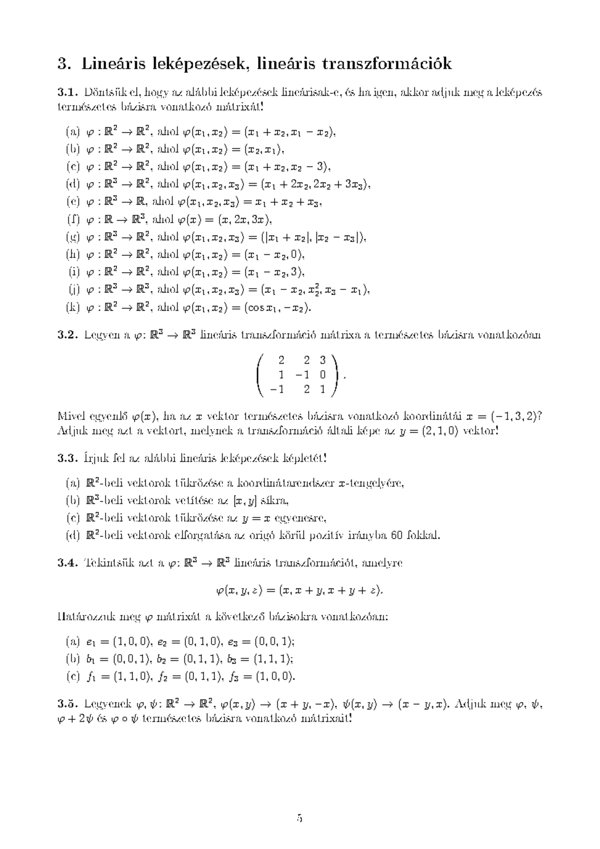 Gazd Mat 2 - feladatok - Lineáris leképezések, lineáris transzformációk ...