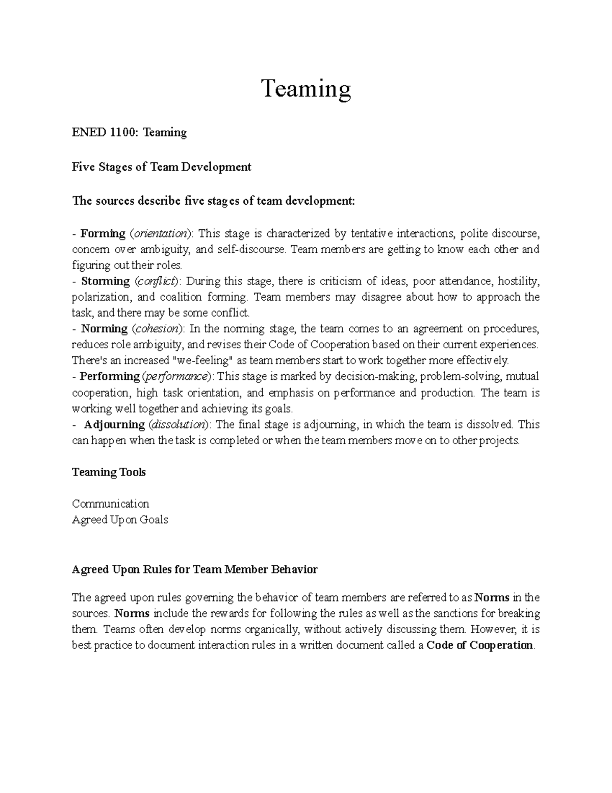 ENED 1100 Exam 2 Teaming and Project Management Review - Studocu