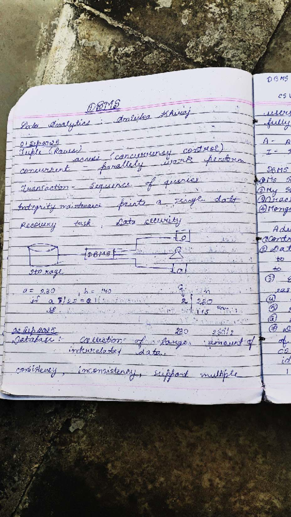 DBMS Handwritten Notes: Data Analytics & Transaction Management - Studocu