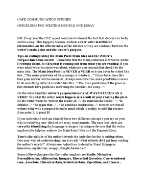 Communication Studies Module 1 Essay Guide - CAPE COMMUNICATION STUDIES ...
