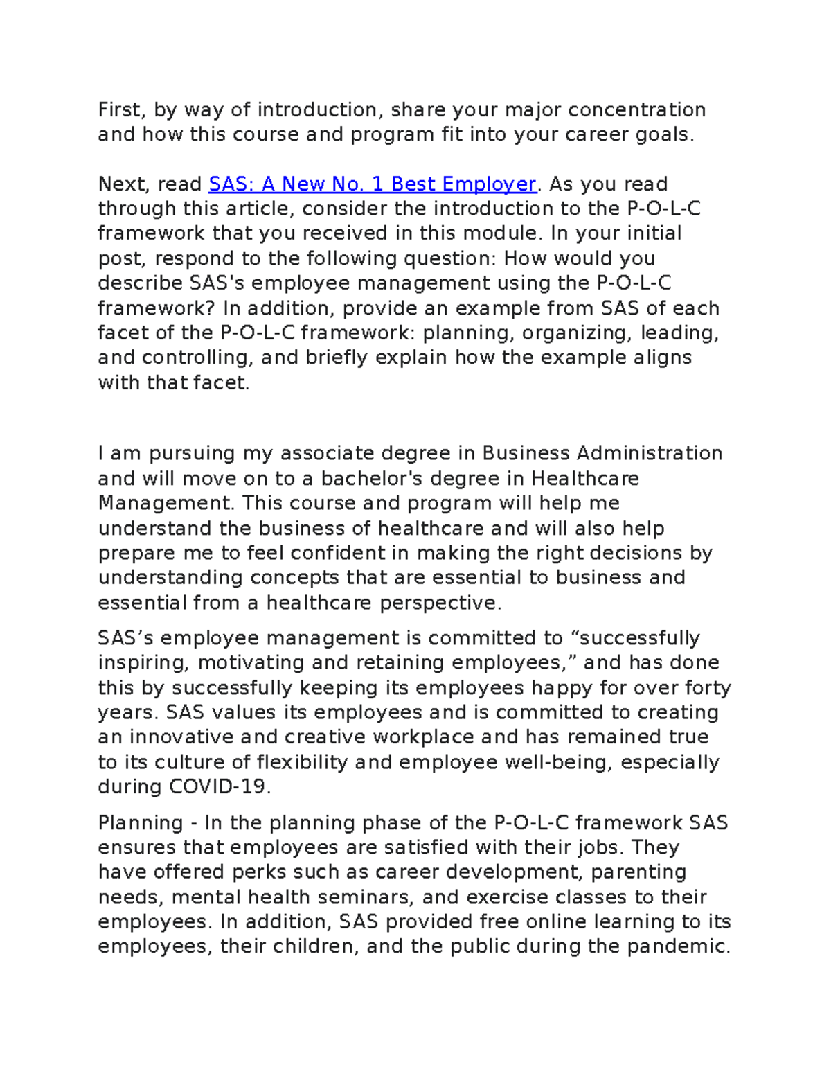 Discussion - Module One - First, by way of introduction, share your ...