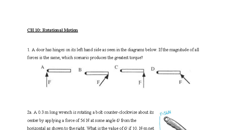 Ch. 10 PHY 131: Rotational Motion Practice Problems - Studocu