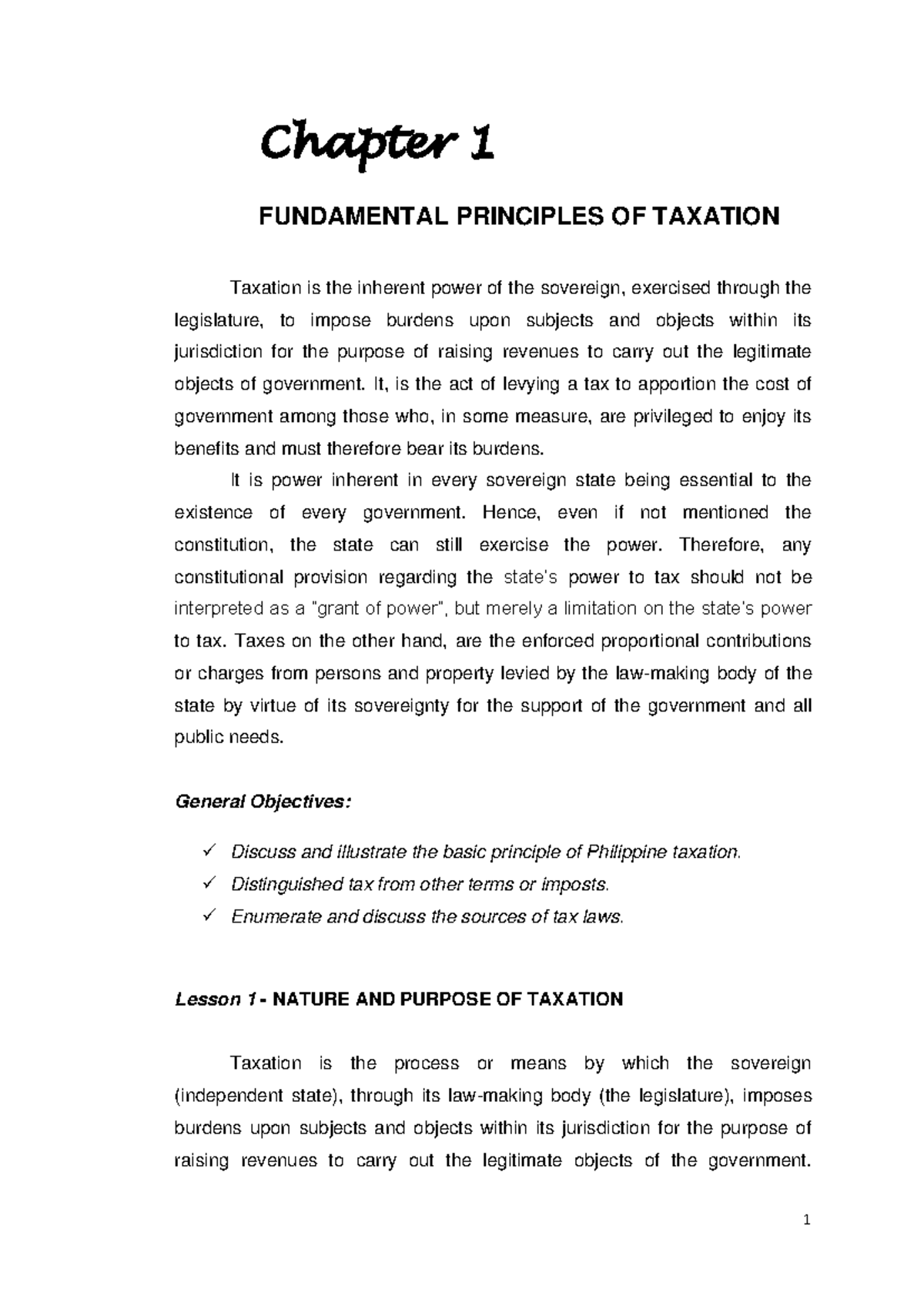 Module - Income Taxation: Fundamental Principles and Limitations - Studocu