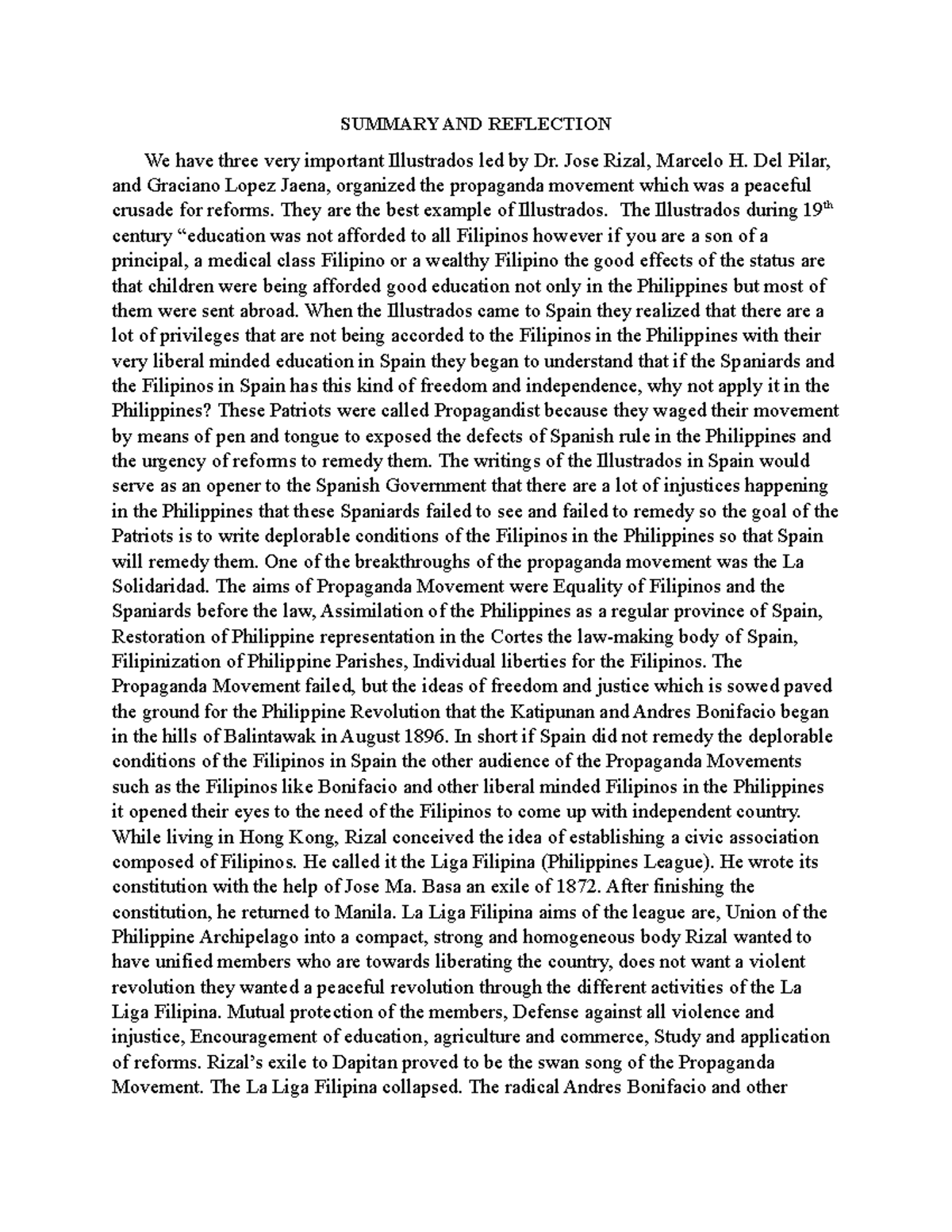 Summary AND Reflection - SUMMARY AND REFLECTION We have three very ...