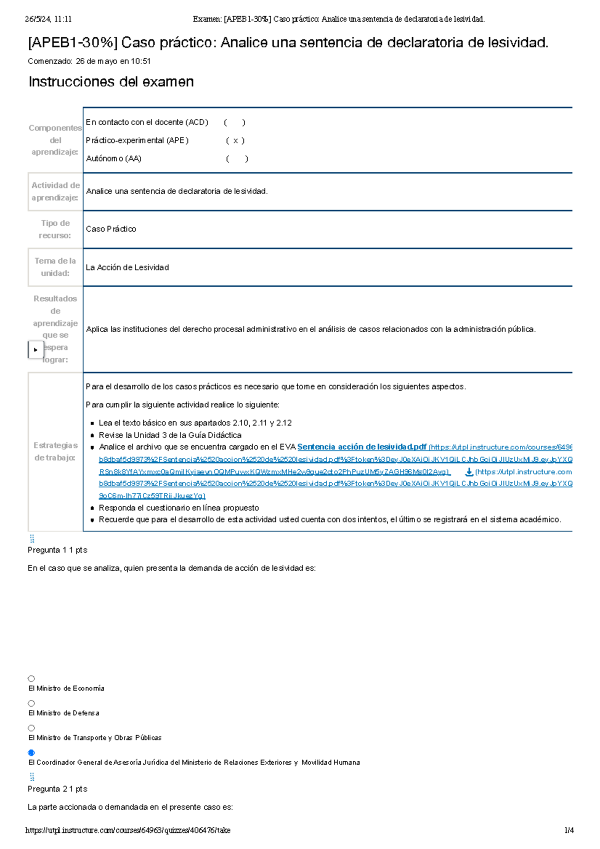 Análisis de Sentencia de Lesividad - Examen [APEB 1-30%] - Studocu