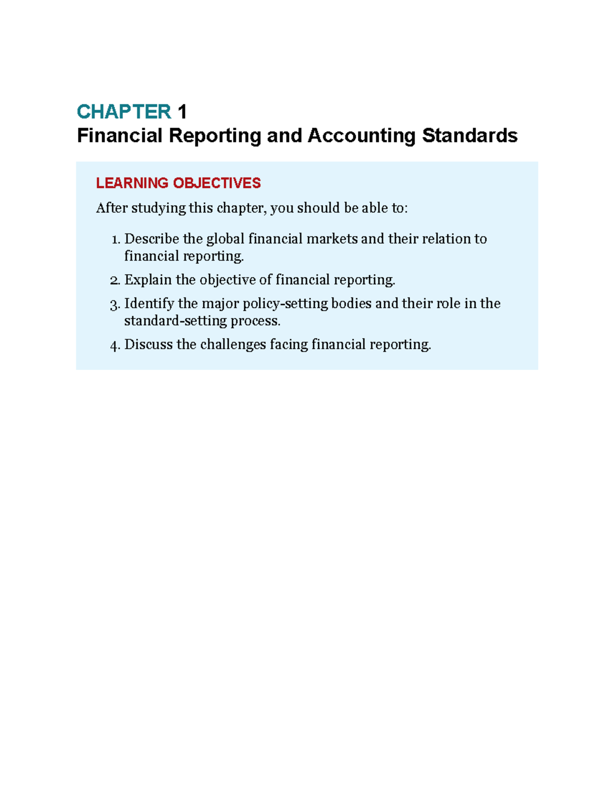 CHAPTER 1: Financial Reporting & Accounting Standards (IFRS1) - Studocu