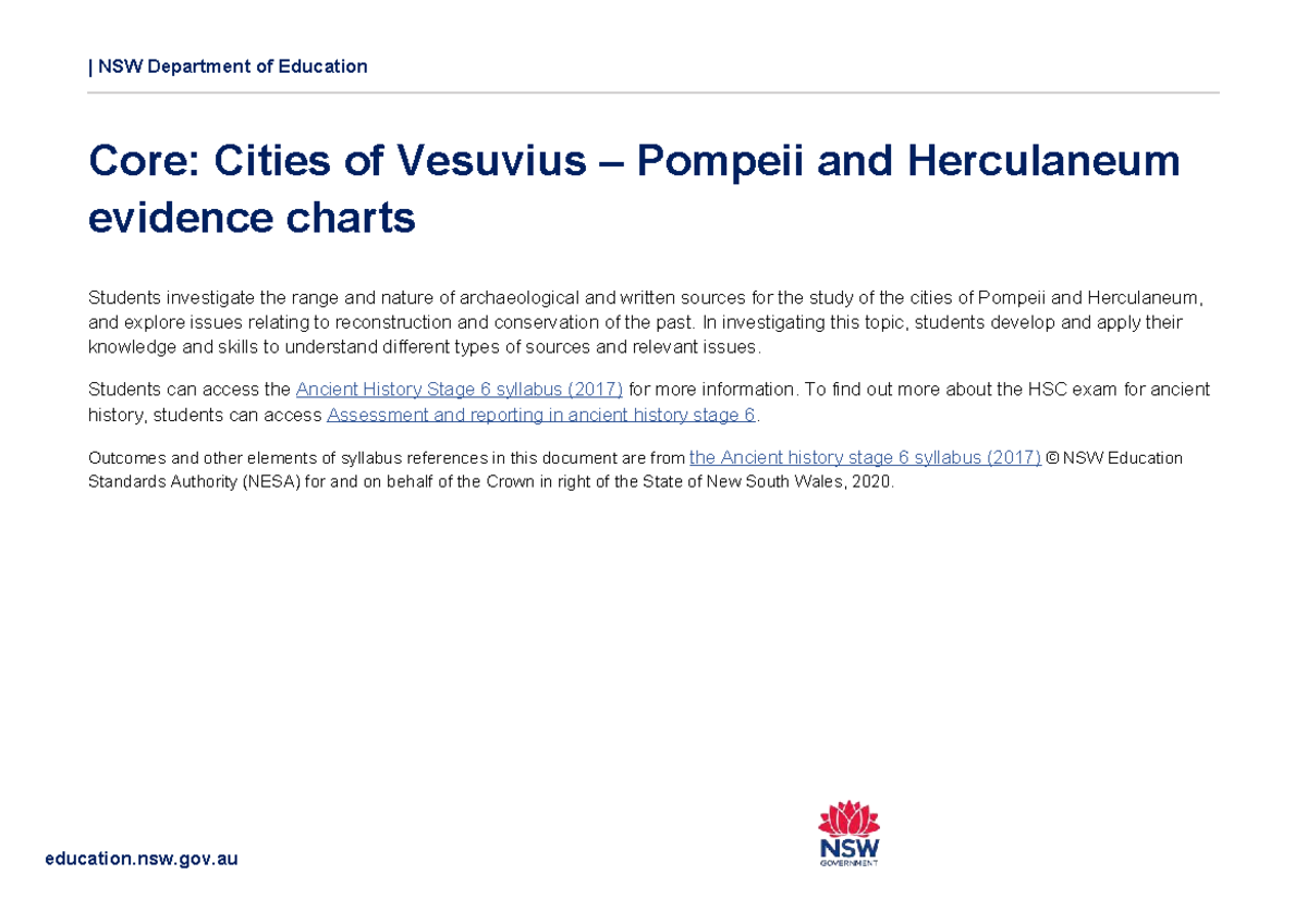 HSC Ancient History Revision: Core Study on Vesuvius Cities - Studocu