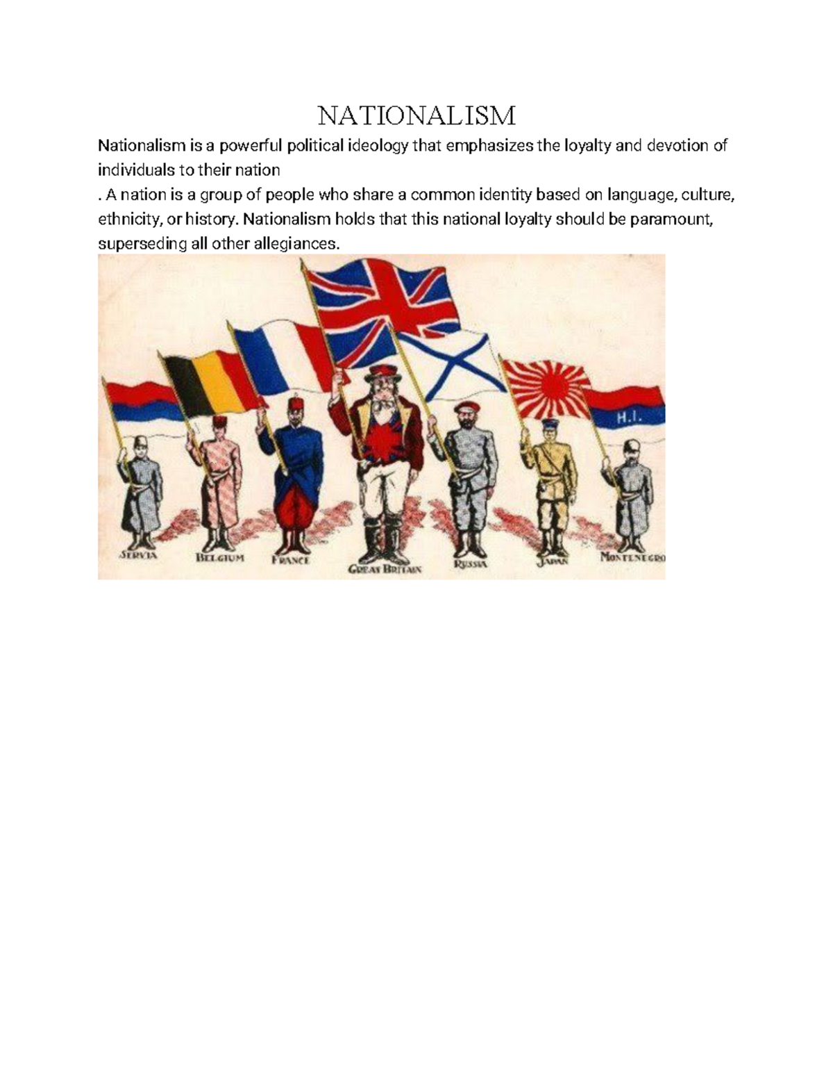 Nationalism: A Comprehensive Study of Its Ideologies and Impacts - Studocu