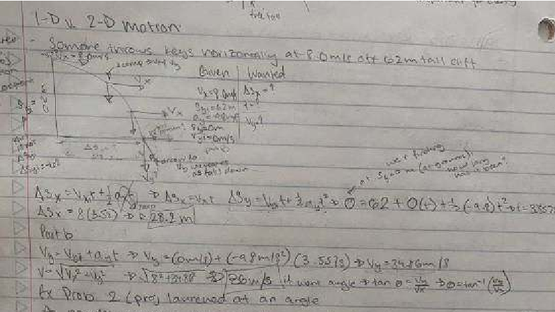 Physics 101: Projectile Motion Analysis and Calculations - Studocu