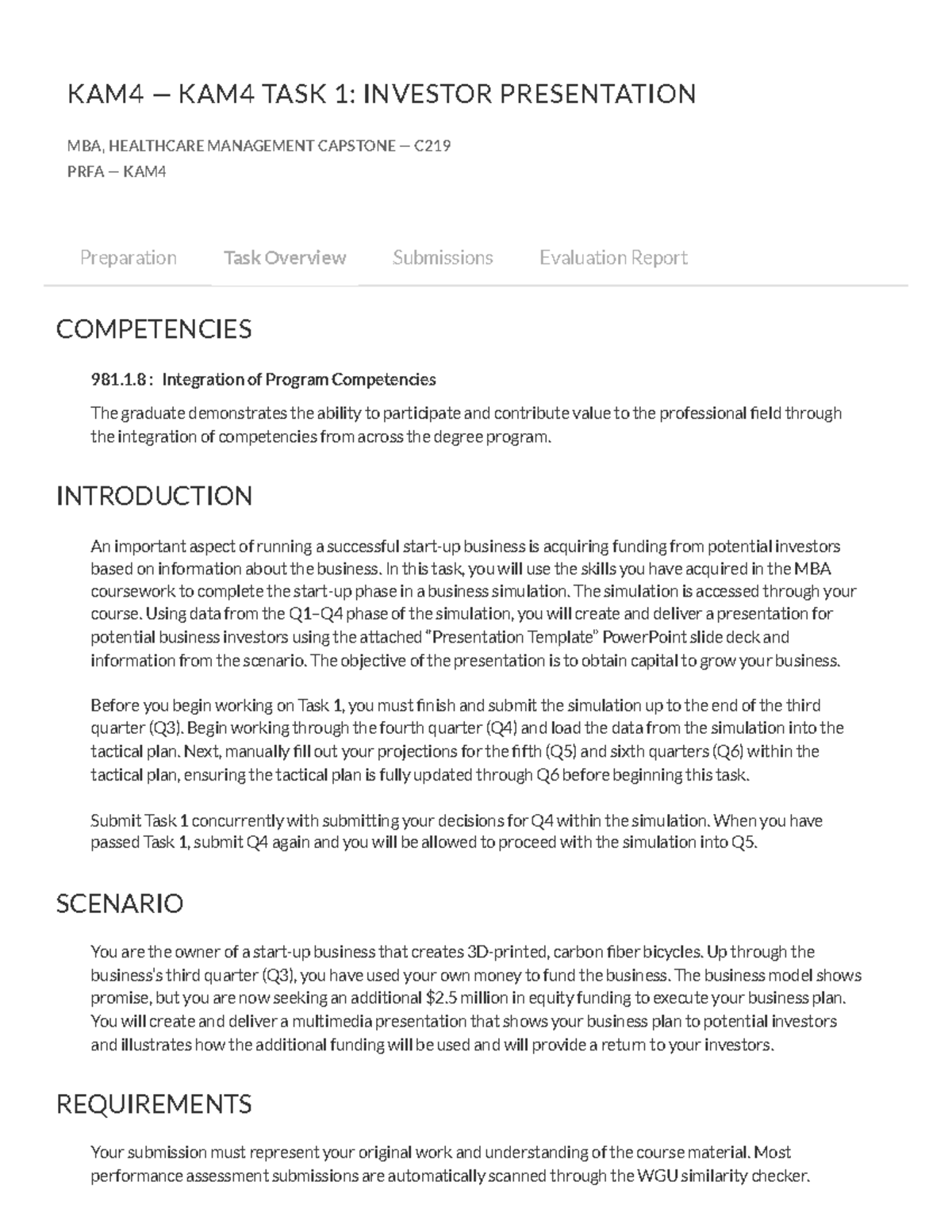 KAM4 MBA Healthcare Management Capstone: Investor Presentation Task 1 ...