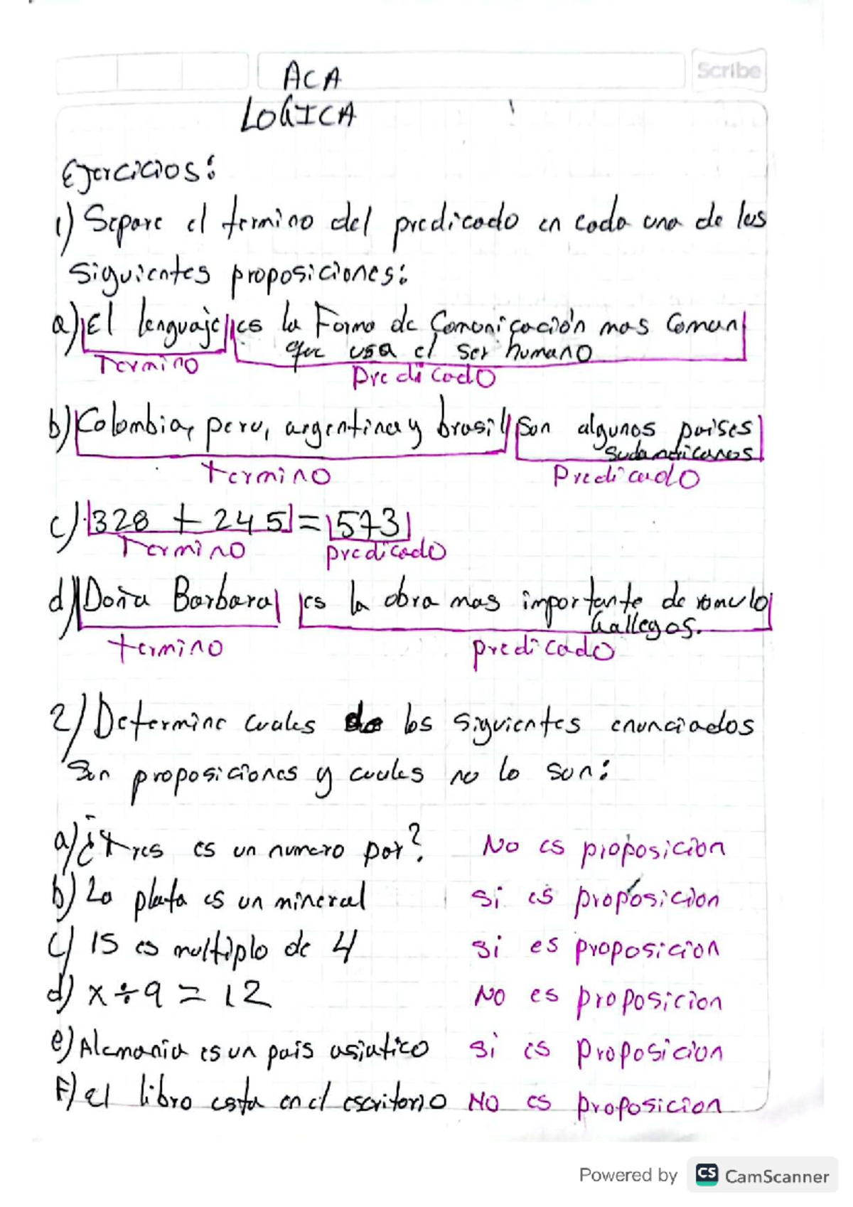ACA Logica - ejercicios prácticos para exámenes como el acá - ACA Scribe LOGICA Ejercicios: 1 ...