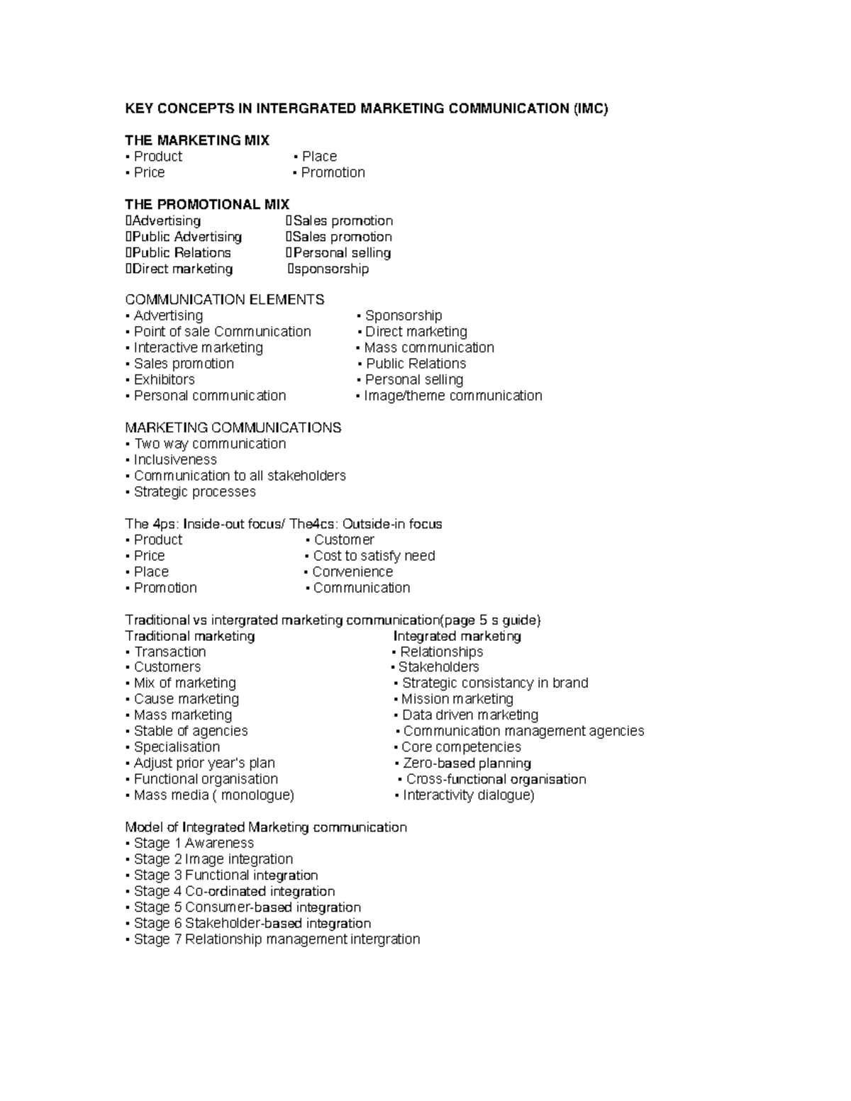 Public-Relations-Summary - KEY CONCEPTS IN INTERGRATED MARKETING COMMUNICATION (IMC) THE ...