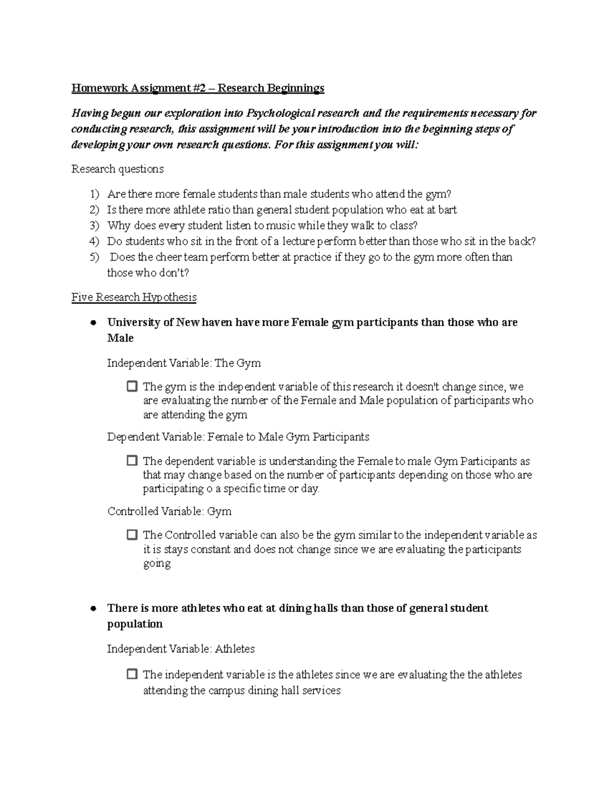 PSY 101: Research Methods Assignment - Exploring Initial Research ...