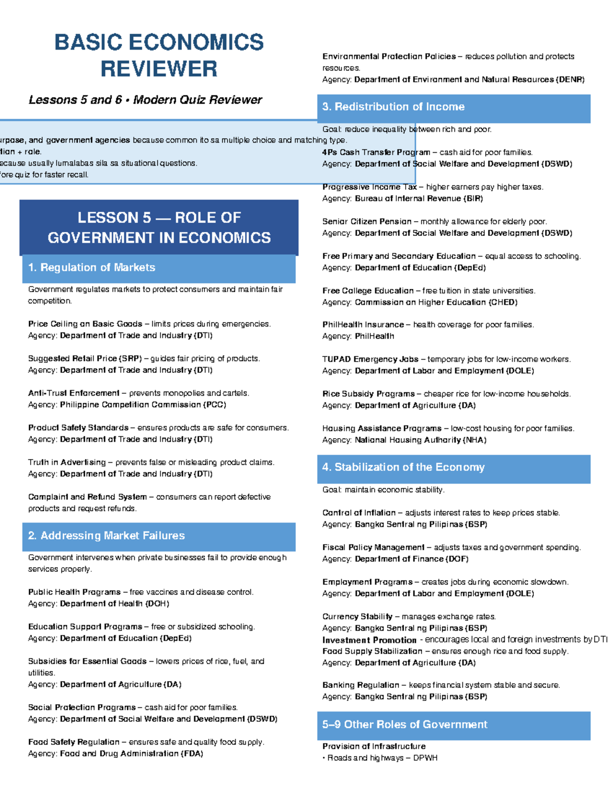 BASIC ECONOMICS REVIEWER: Final Quiz on Environmental Policies and ...