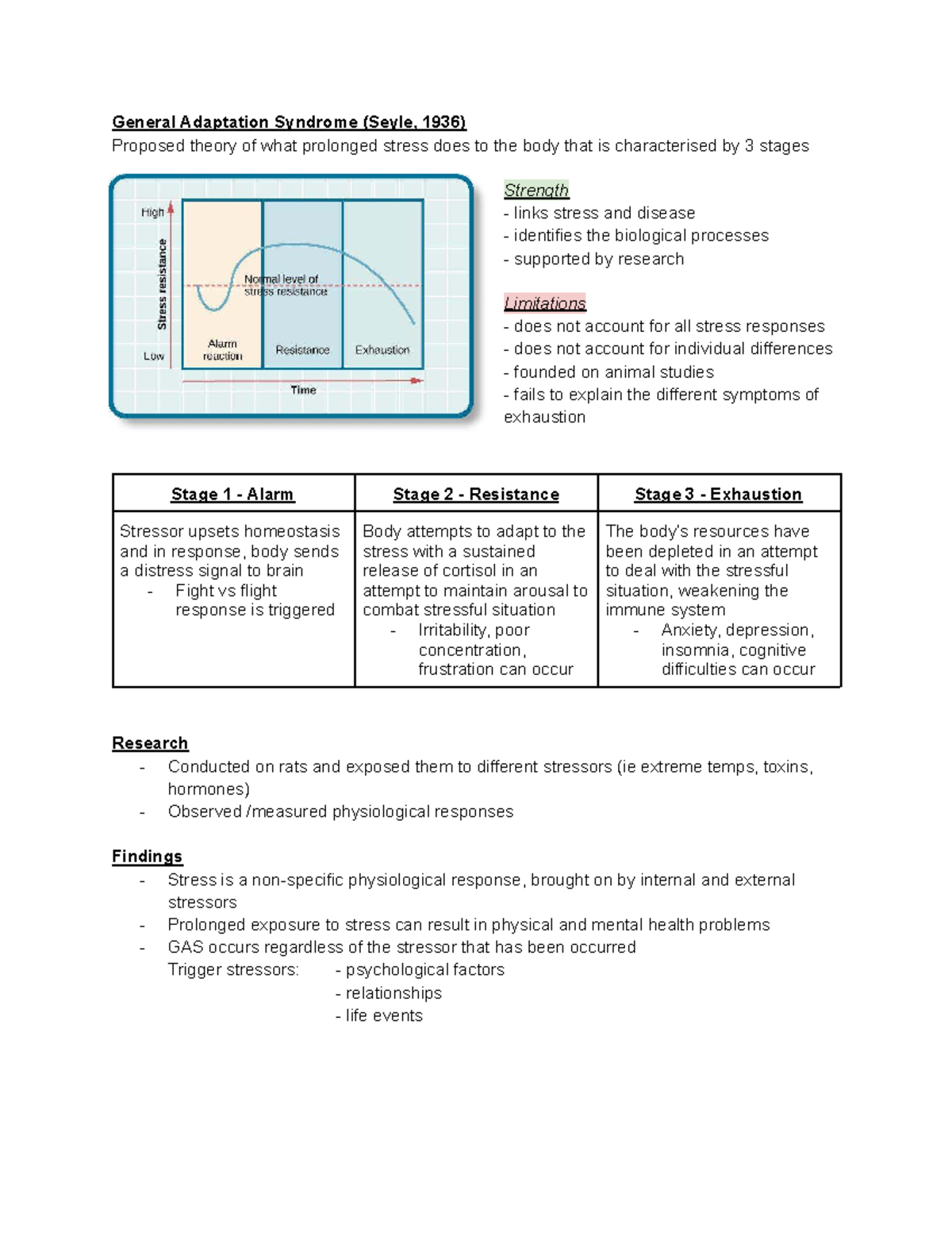 General Adaptation Syndrome (GAS) Model: Stress & Health Impacts - Studocu