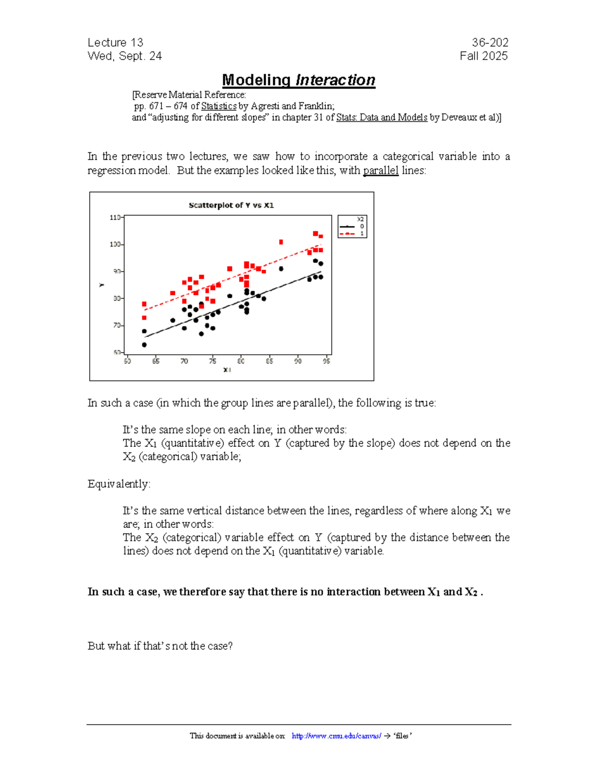Statistics 101: Lecture 13 - Modeling Interaction in Regression - Studocu