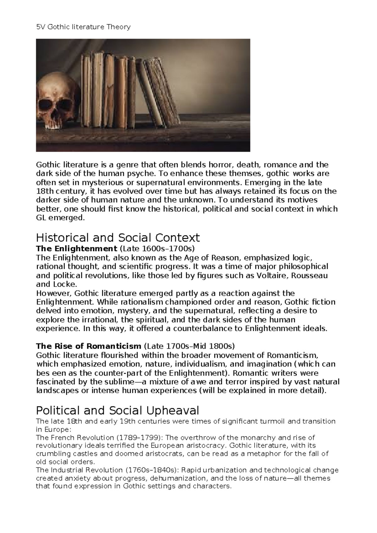 5V Gothic Literature Reader: Themes, Contexts, and Characteristics ...