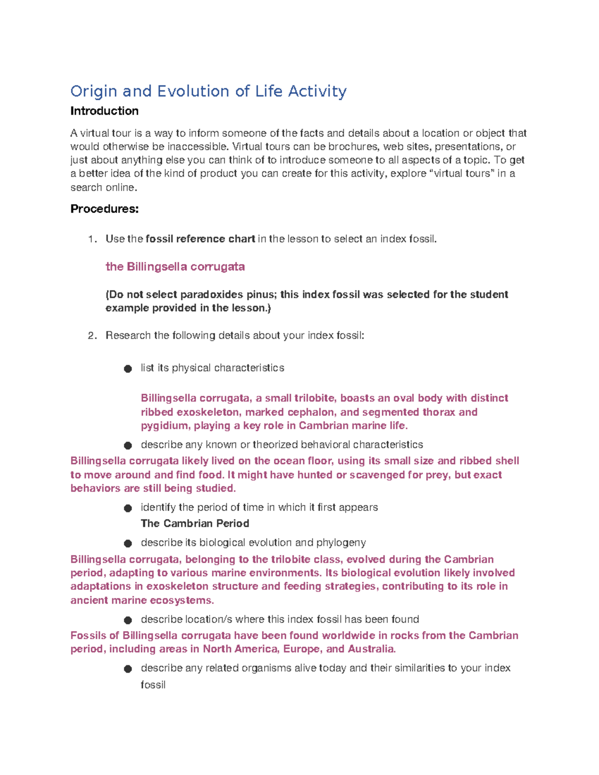 6.03 Activity: Exploring the Origin and Evolution of Life through ...