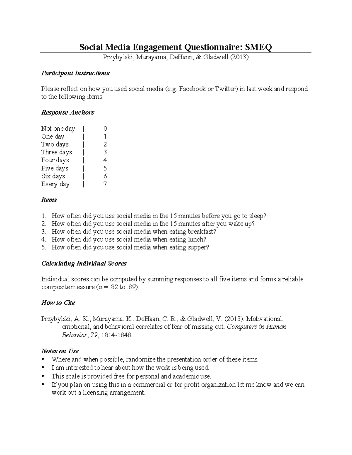 Inbound 16402005 Social Media Engagement Questionnaire (SMEQ) - Studocu