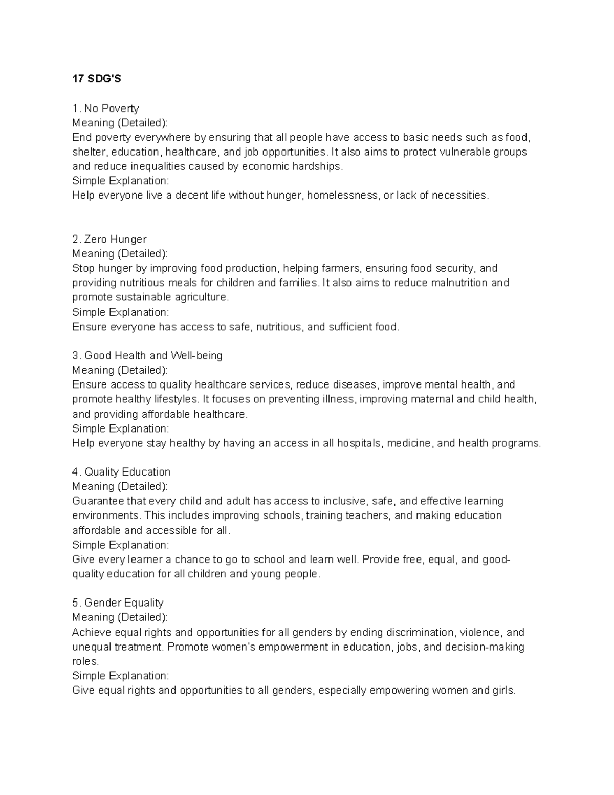 17 SDGs - Final Exam Review Notes on Global Goals - Studocu