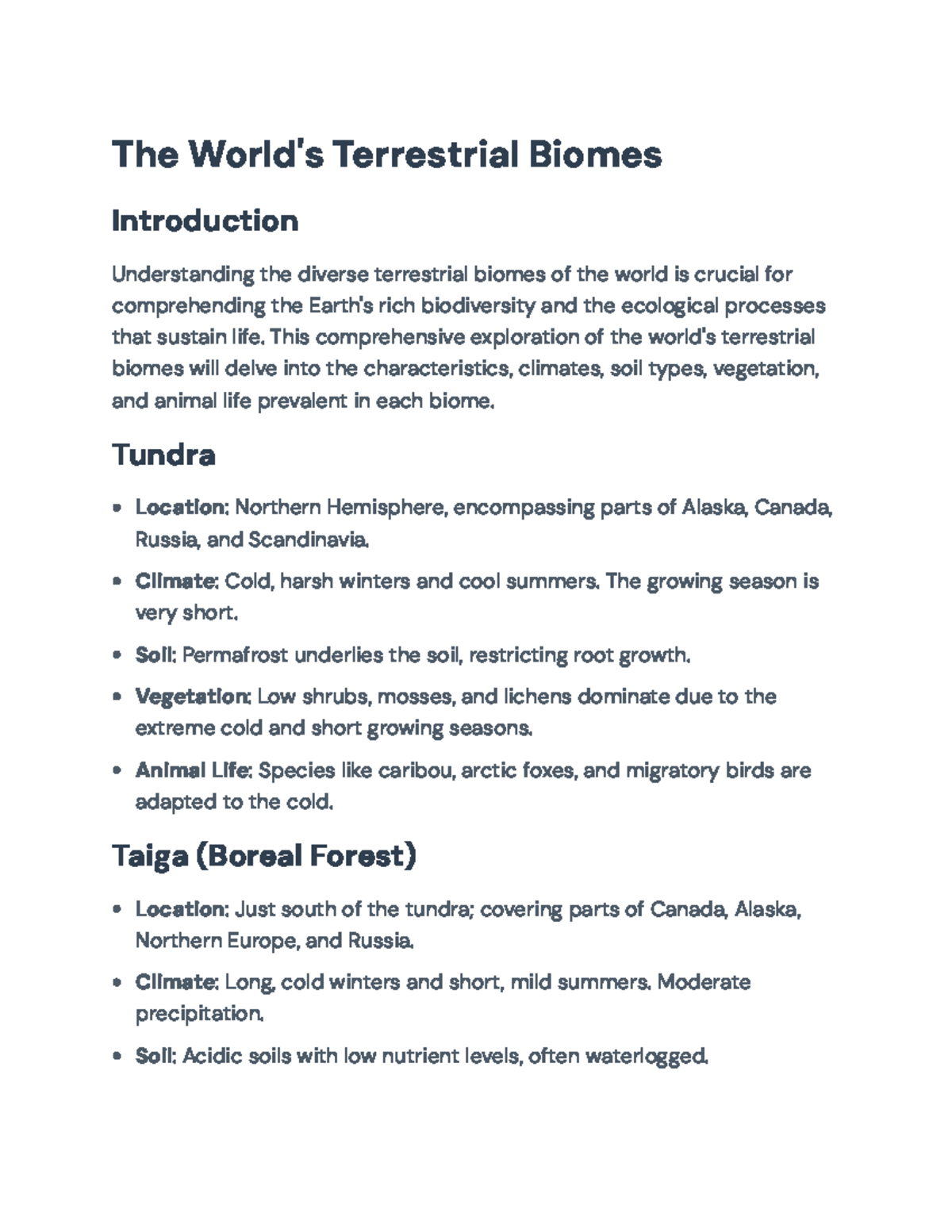 Understanding the Earth's Terrestrial Biomes: A Comprehensive Overview ...