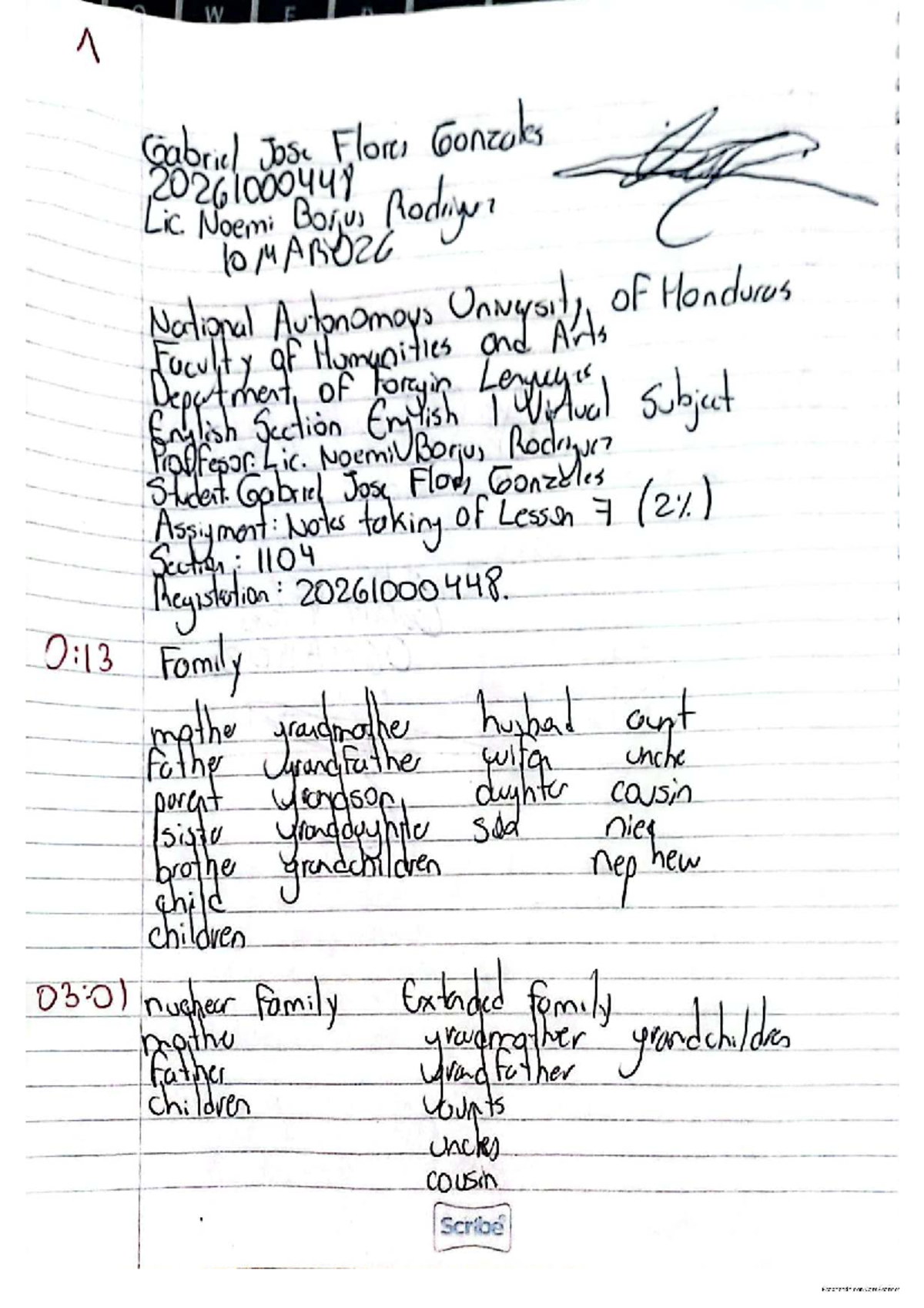 Lesson 7 Notes: Family Vocabulary & Questions (ENG 1104) - Studocu