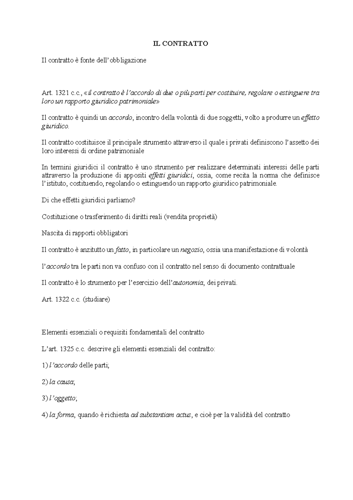 Dispensa II Parte Diritto Privato: Il Contratto e i Suoi Elementi ...