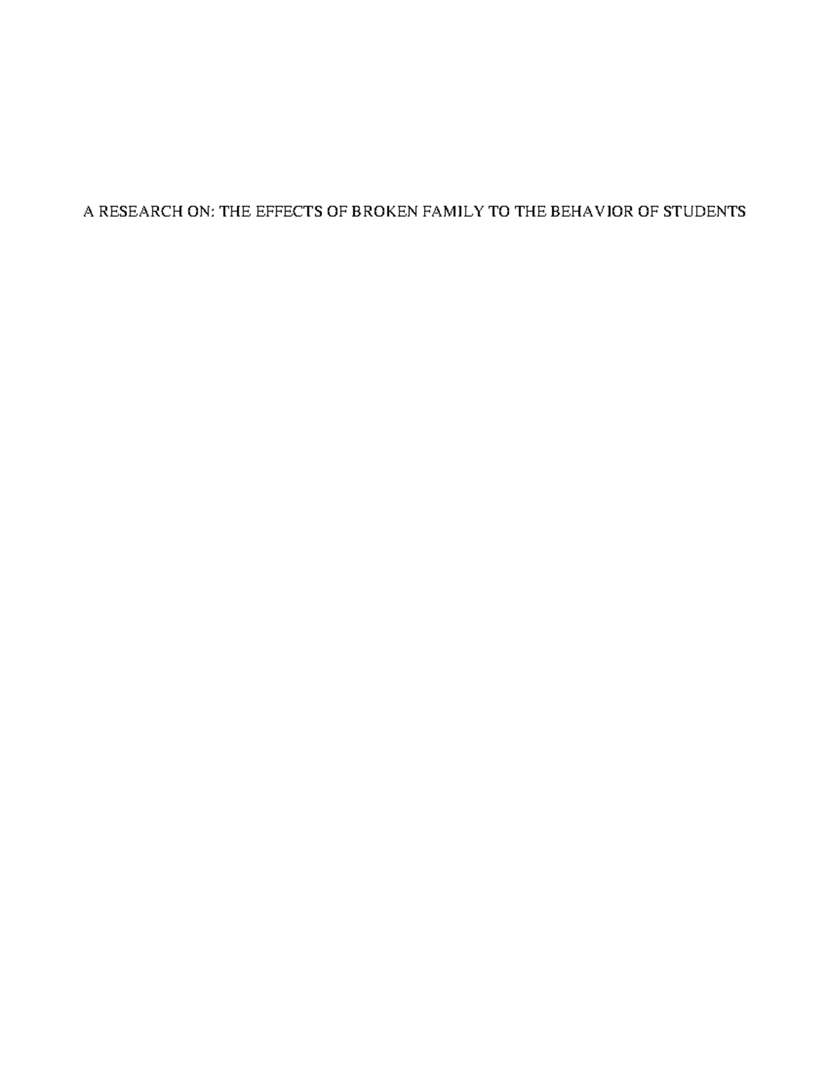 Research on the Impact of Broken Families on Student Behavior (Research ...