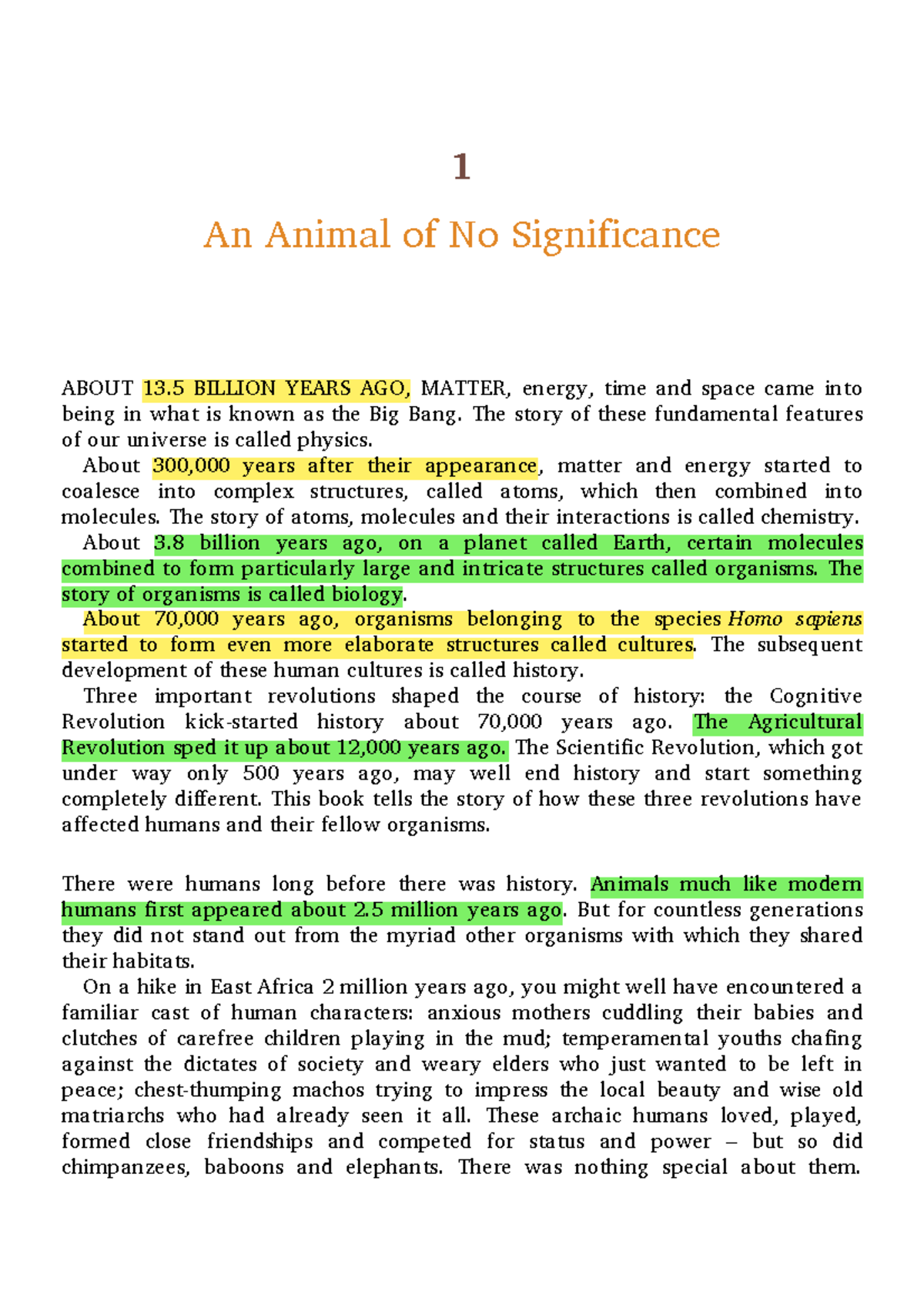 Harari - Sapiens A Brief History of Humankind - 1 An Animal of No ...