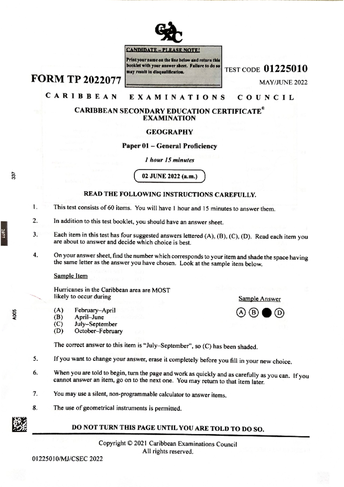 590715901 CSEC Paper 1 2022 Geography Study Guide - Studocu
