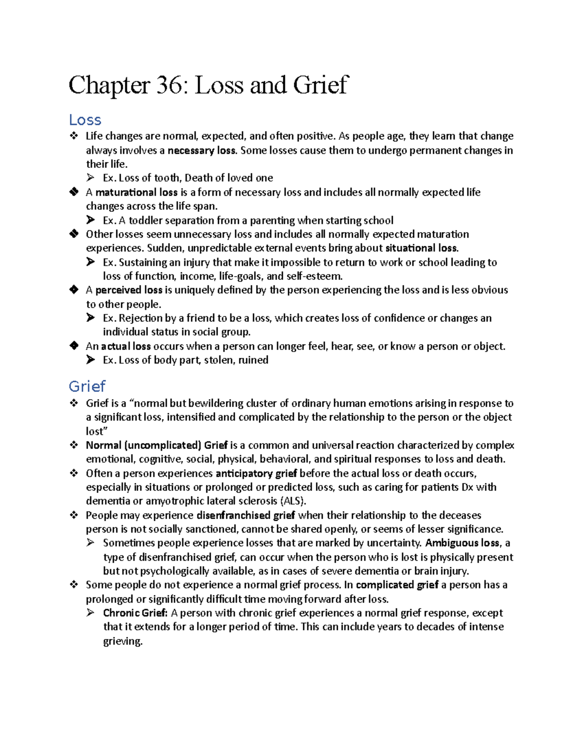 Chapter 36 Loos and Grief - Chapter 36: Loss and Grief Loss Life ...