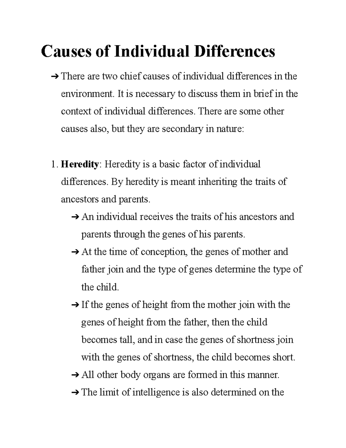 Causes of Individual Differences - It is necessary to discuss them in ...