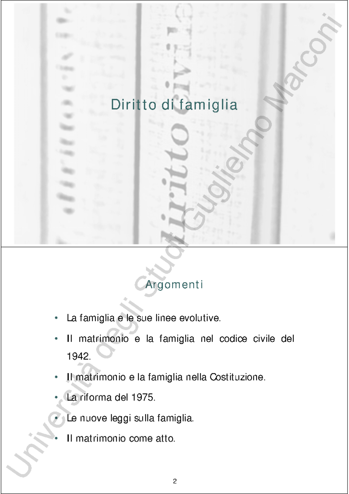 Diritto di Famiglia: Evoluzione e Normative - Studocu