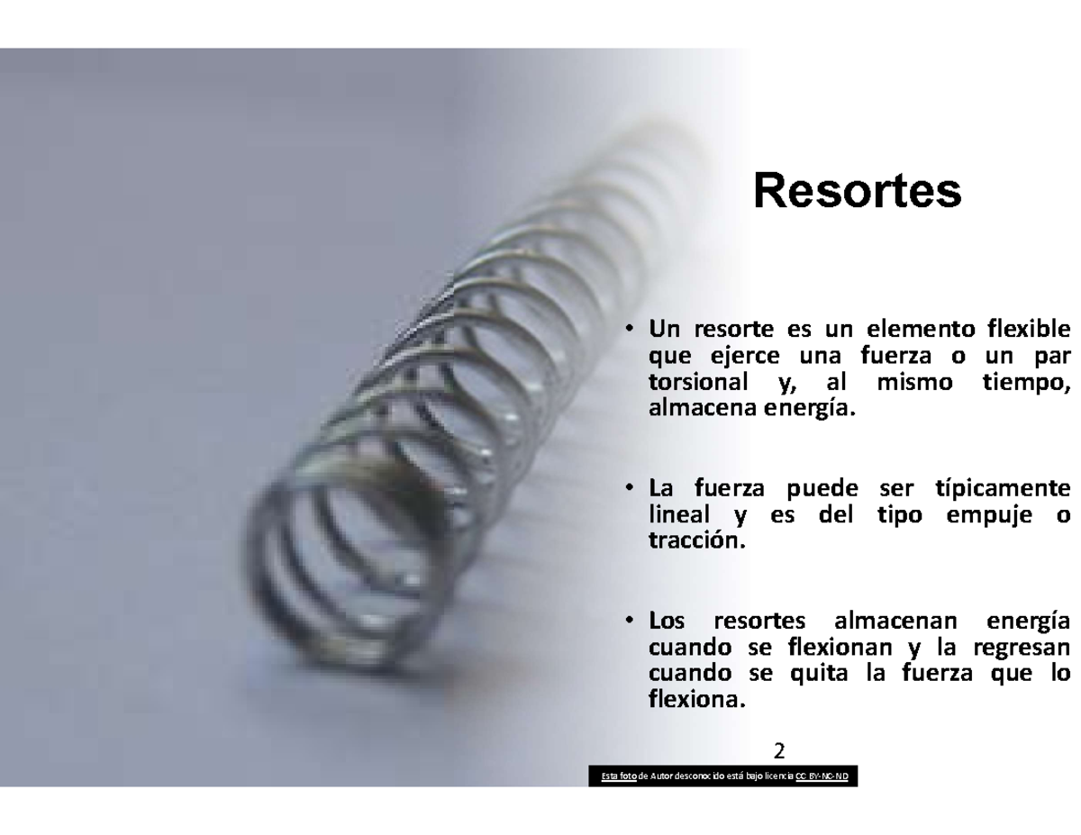 Resortes: Tipos, Configuraciones y Cálculos de Esfuerzo - Studocu