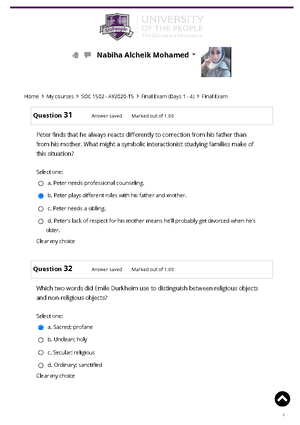 Final Exam (page 3 of 7) - exam - Question 21 Answer saved Marked out ...