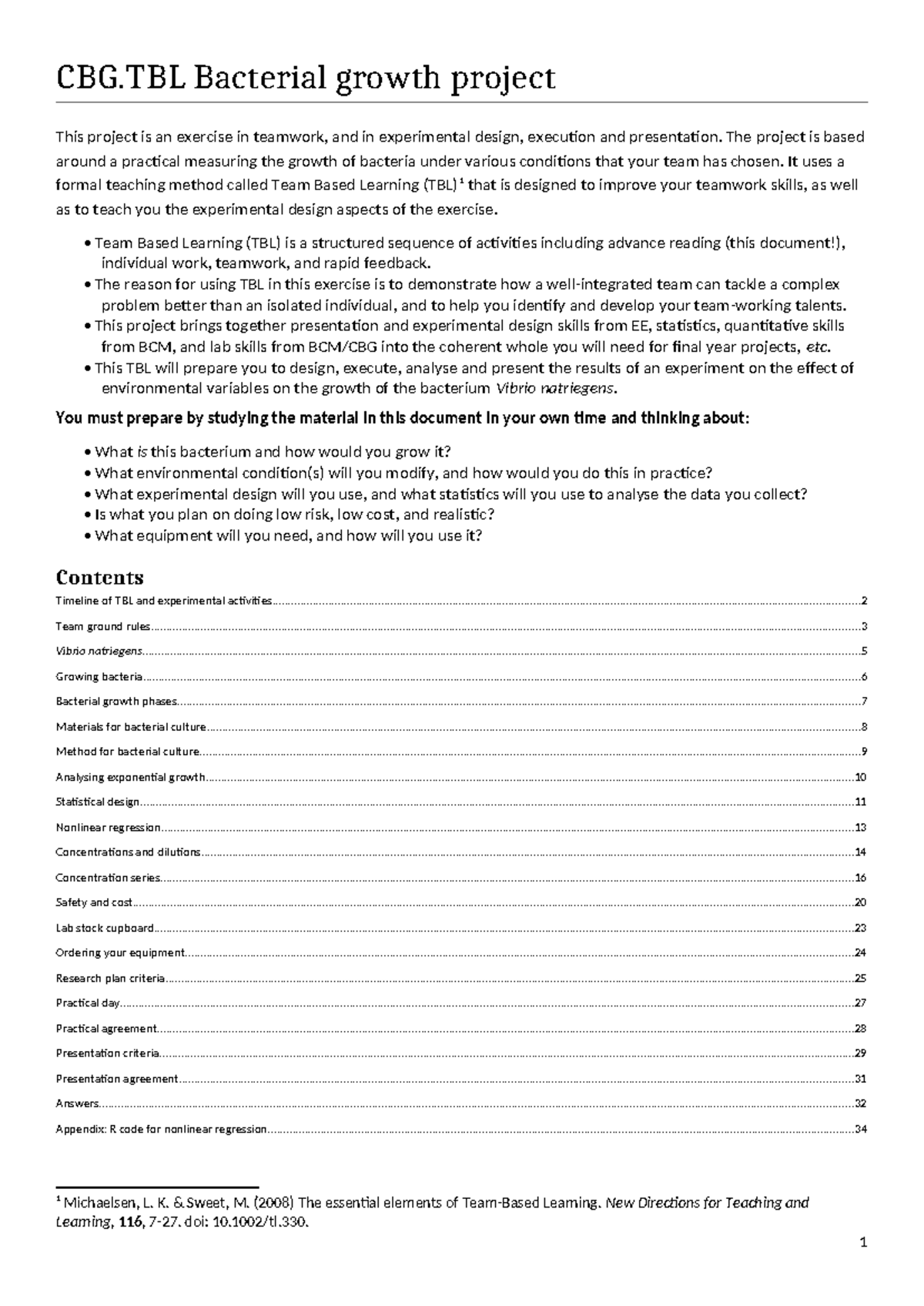 CBG.TBL Bacterial Growth Project: Team-Based Learning Guide - Studocu