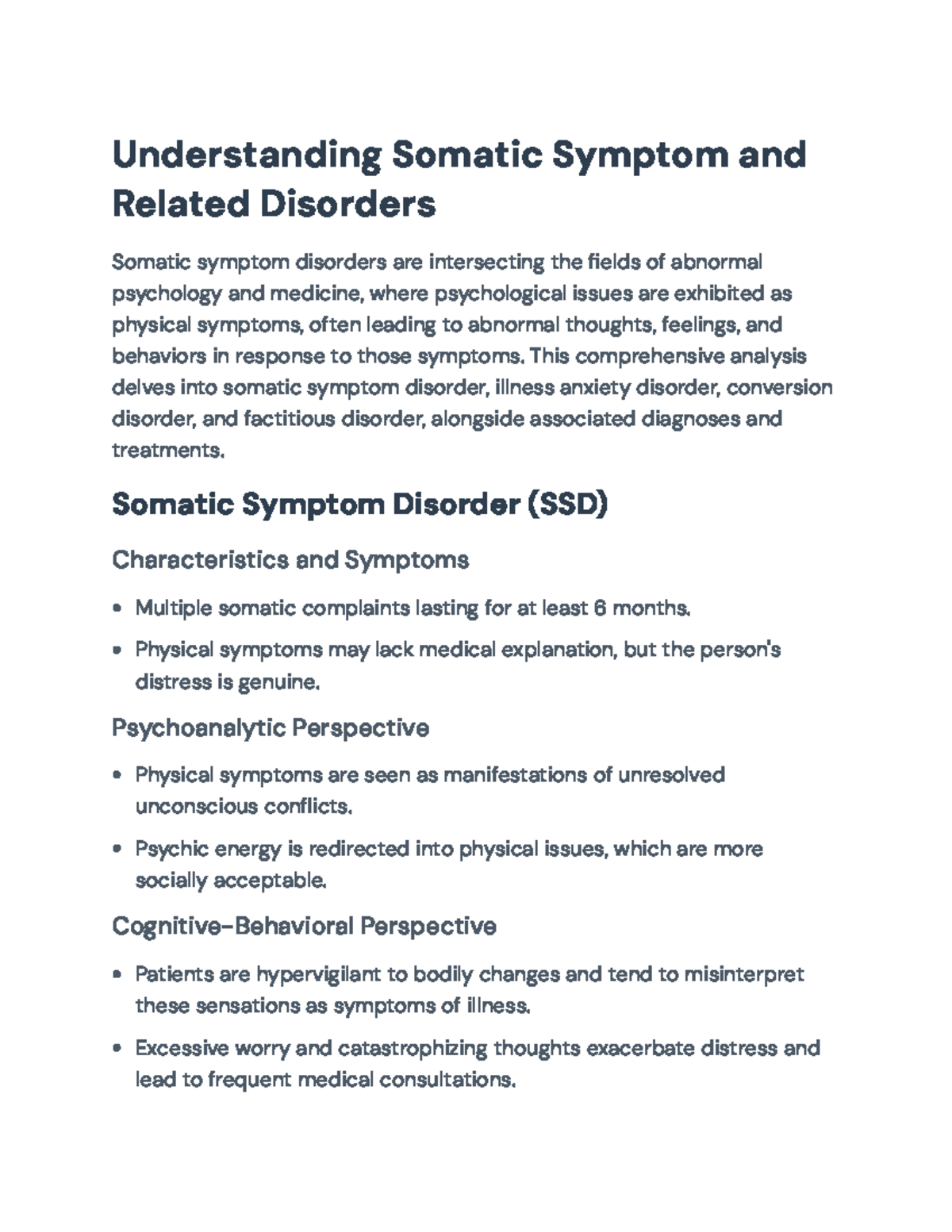 Somatic Symptom and Related Disorders: A Comprehensive Overview ...