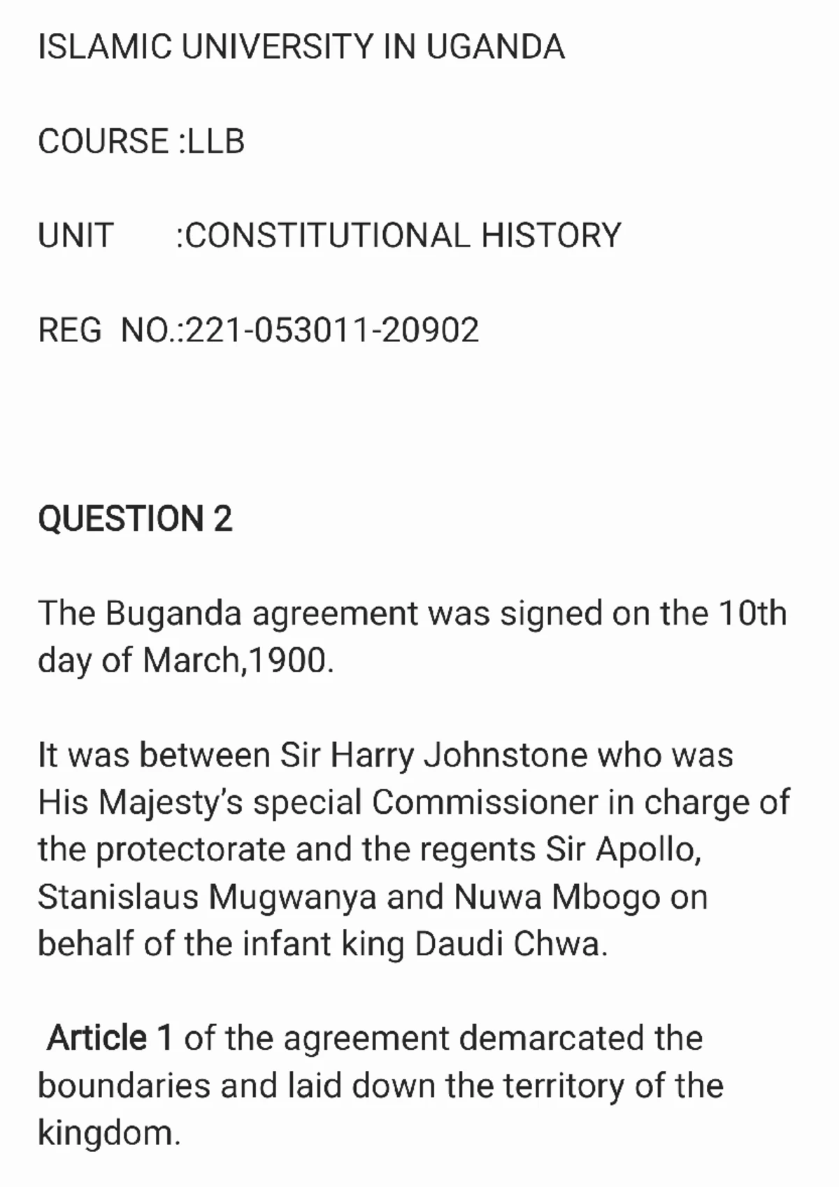 Buganda Agreement in general - How did the signing of the 1900 Buganda ...