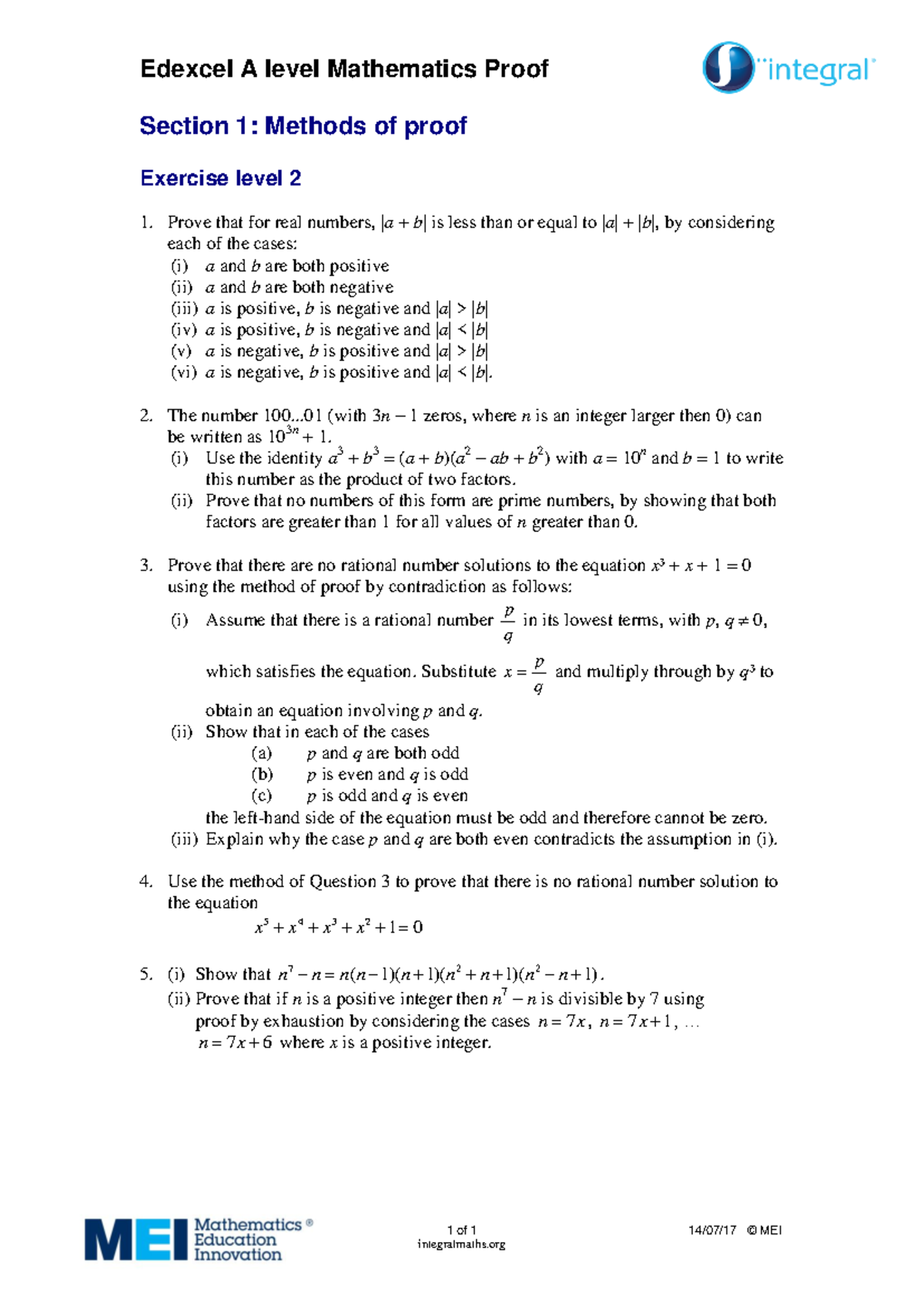 Proof Level 2 - Pure Maths Practice Questions for Edexcel A Level Maths ...