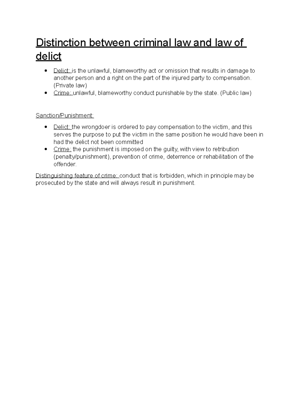 Distinction Between Criminal Law and Delict: Key Concepts Explained ...